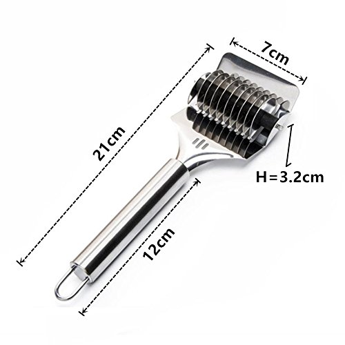 Mangocore 16x7x3.1cm High Grade Stainless Steel Noodle Lattice Roller Docker Dough Cutter Pasta Spaghetti Maker for Kitchen Cooking Tools