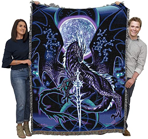 Pure Country Weavers Night Blade Dragon Blanket by Ruth Thompson - Gift Dragon Fantasy Tapestry Throw Woven from Cotton - Made in The USA (72x54)