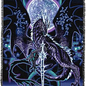 Pure Country Weavers Night Blade Dragon Blanket by Ruth Thompson - Gift Dragon Fantasy Tapestry Throw Woven from Cotton - Made in The USA (72x54)