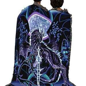 Pure Country Weavers Night Blade Dragon Blanket by Ruth Thompson - Gift Dragon Fantasy Tapestry Throw Woven from Cotton - Made in The USA (72x54)