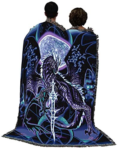 Pure Country Weavers Night Blade Dragon Blanket by Ruth Thompson - Gift Dragon Fantasy Tapestry Throw Woven from Cotton - Made in The USA (72x54)