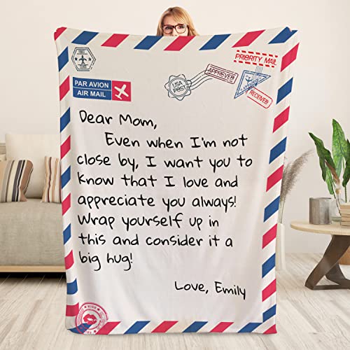 Personalized Mom Blanket - Letter to w/ Your Own Finish Gifts from Daughter, Son Long Distance for 40x60 D1, Large - 40'' x 60''