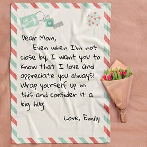 Personalized Mom Blanket - Letter to w/ Your Own Finish Gifts from Daughter, Son Long Distance for 40x60 D1, Large - 40'' x 60''