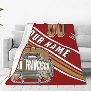 yieking custom gifts for men football city blanket for bed add name and number throw blankets, 40" x 50", 50" x 60", 60" x 80"