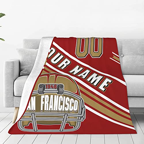 Yieking Custom Gifts for Men Football City Blanket for Bed Add Name and Number Throw Blankets, 40" x 50", 50" x 60", 60" x 80"