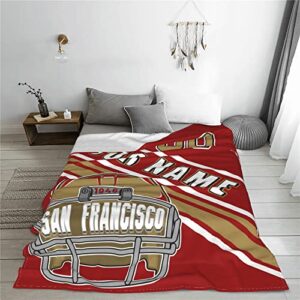 Yieking Custom Gifts for Men Football City Blanket for Bed Add Name and Number Throw Blankets, 40" x 50", 50" x 60", 60" x 80"