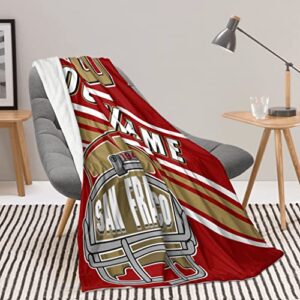 Yieking Custom Gifts for Men Football City Blanket for Bed Add Name and Number Throw Blankets, 40" x 50", 50" x 60", 60" x 80"