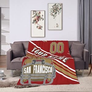 Yieking Custom Gifts for Men Football City Blanket for Bed Add Name and Number Throw Blankets, 40" x 50", 50" x 60", 60" x 80"