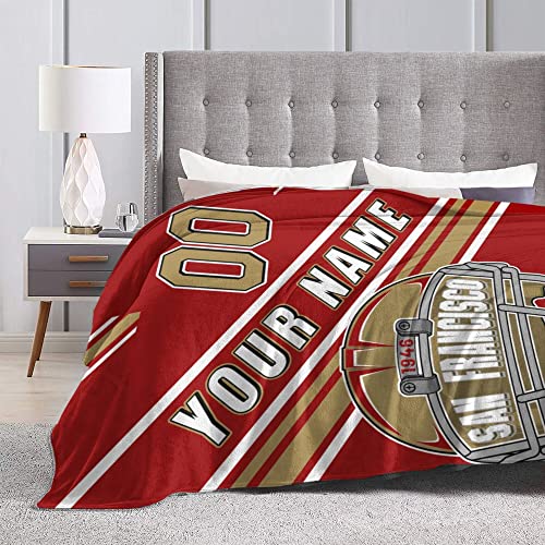 Yieking Custom Gifts for Men Football City Blanket for Bed Add Name and Number Throw Blankets, 40" x 50", 50" x 60", 60" x 80"