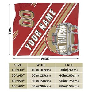 Yieking Custom Gifts for Men Football City Blanket for Bed Add Name and Number Throw Blankets, 40" x 50", 50" x 60", 60" x 80"