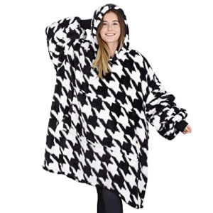 tirrinia oversized wearable blanket sweatshirt comfortable plush giant houndstooth hoodie wearable blankets gift for adults men women teenagers kids