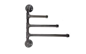 kinmade wall-mounted industrial 3-arm towel bar rack heavy duty rustic iron pipe towel bar rack hardware for kitchen bathroom(gray)