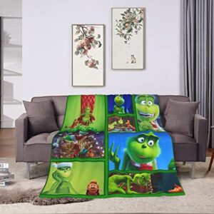 Green Monster Throw Blankets Warm Soft Blankets for Sofa, Bed, Couch, Sofa, Travel and Outdoor, Camping 50x60 Inch