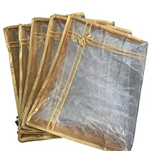 SRB11-L Set of 5 Transparent Garment Storage Bag, Saree Covers, Saree Bag, Sari Storage Bags, Wardrobe Organiser, Clothes Storage Bag, Indian Wedding Gift Packing