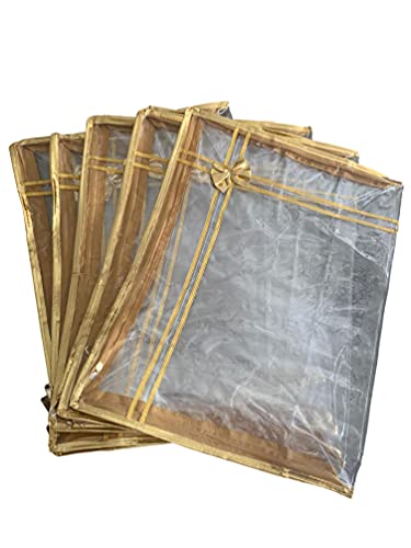 SRB11-L Set of 5 Transparent Garment Storage Bag, Saree Covers, Saree Bag, Sari Storage Bags, Wardrobe Organiser, Clothes Storage Bag, Indian Wedding Gift Packing