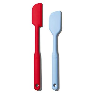 oxo good grips 2 piece silicone spatula set, red/seltzer