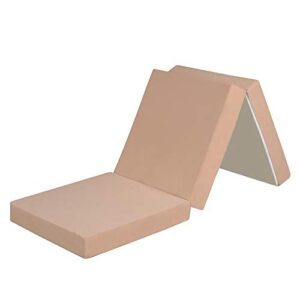 sleeplace 4 inch tri folding beige, narrow twin topper