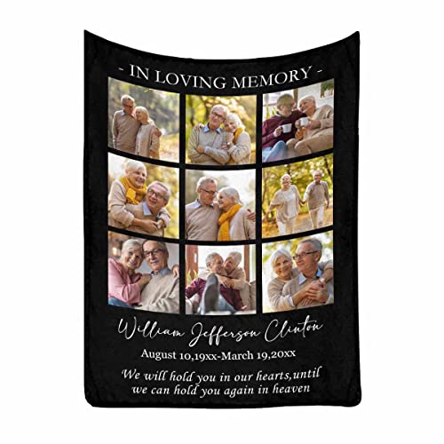 MyPupSocks Custom Memorial Gifts Blanket, Happy Birthday in Heaven Throw Blanket Personalized Photo Bed Throw Blanket in Memory of Wife Husband for Sympathy Remembrance Gifts 70x80