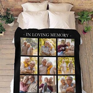 MyPupSocks Custom Memorial Gifts Blanket, Happy Birthday in Heaven Throw Blanket Personalized Photo Bed Throw Blanket in Memory of Wife Husband for Sympathy Remembrance Gifts 70x80