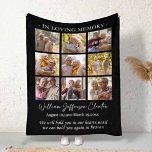 MyPupSocks Custom Memorial Gifts Blanket, Happy Birthday in Heaven Throw Blanket Personalized Photo Bed Throw Blanket in Memory of Wife Husband for Sympathy Remembrance Gifts 70x80