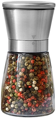 Pepper Grinder or Salt Shaker for Professional Chef - Best Spice Mill with Brushed Stainless Steel, Special Mark, Ceramic Blades and Adjustable Coarseness… (2.5'' x 5.5'')