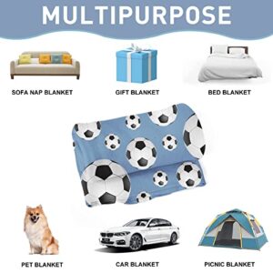 Soccer Blanket Soft Warm Lightweight Flannel Plush Soccer Ball Throw Blanket Soccer Gifts for Boys Girls Kids Teen Adults Soccer Lovers All Season Couch Sofa Bed Living Room Home Decor Blue 50"x60"