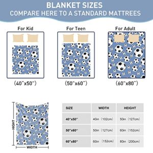 Soccer Blanket Soft Warm Lightweight Flannel Plush Soccer Ball Throw Blanket Soccer Gifts for Boys Girls Kids Teen Adults Soccer Lovers All Season Couch Sofa Bed Living Room Home Decor Blue 50"x60"