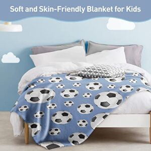 Soccer Blanket Soft Warm Lightweight Flannel Plush Soccer Ball Throw Blanket Soccer Gifts for Boys Girls Kids Teen Adults Soccer Lovers All Season Couch Sofa Bed Living Room Home Decor Blue 50"x60"