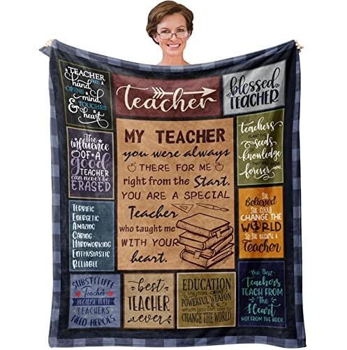 Muxuten Teacher Appreciation Gifts Blanket 60"x50", Teacher Gifts for Women, Best Gifts for Teachers, Teacher Birthday Gifts,Thank You Gift for Music/Math/Teacher,Retirement Teacher Gifts,Teachers Day