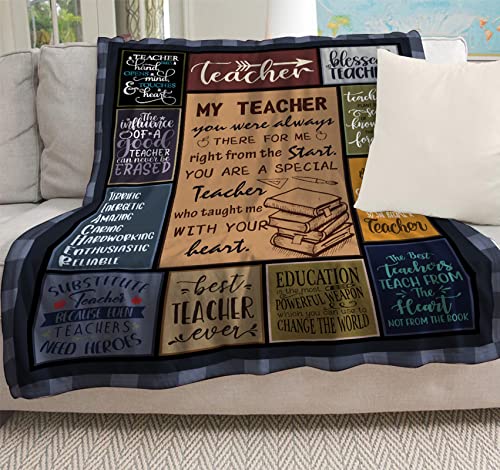 Muxuten Teacher Appreciation Gifts Blanket 60"x50", Teacher Gifts for Women, Best Gifts for Teachers, Teacher Birthday Gifts,Thank You Gift for Music/Math/Teacher,Retirement Teacher Gifts,Teachers Day