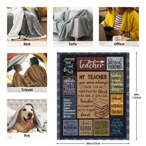 Muxuten Teacher Appreciation Gifts Blanket 60"x50", Teacher Gifts for Women, Best Gifts for Teachers, Teacher Birthday Gifts,Thank You Gift for Music/Math/Teacher,Retirement Teacher Gifts,Teachers Day