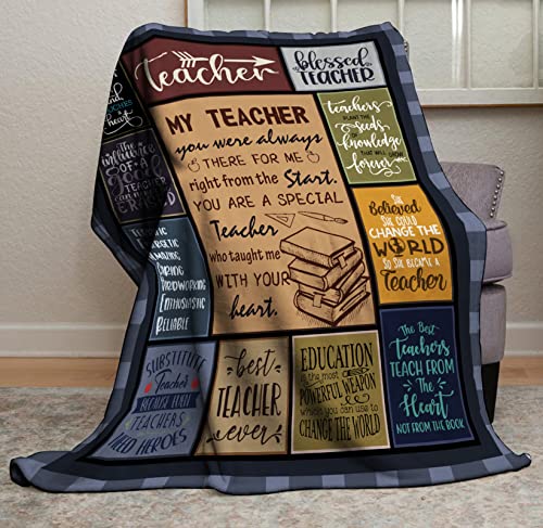 Muxuten Teacher Appreciation Gifts Blanket 60"x50", Teacher Gifts for Women, Best Gifts for Teachers, Teacher Birthday Gifts,Thank You Gift for Music/Math/Teacher,Retirement Teacher Gifts,Teachers Day