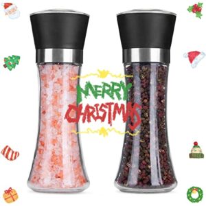 Hotder Premium Pepper and Salt Grinder Set of 2-Refillable Coarseness Adjustable Pepper Mill Shaker with Glass Body for Home,Kitchen(Two Pack