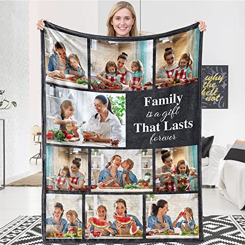 MeMoShe Personalized Mom Gifts from Daughter Son Custom Blanket with Photos Customized Picture Blankets for Women Thank You Gifts for Mom Grandma Mother in Law