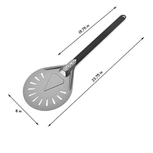 RTT Turning Pizza Peel with 8" Aluminum Round Pizza Paddle,23.6" Overall,Outdoor Pizza Oven Accessories