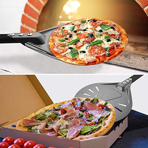 RTT Turning Pizza Peel with 8" Aluminum Round Pizza Paddle,23.6" Overall,Outdoor Pizza Oven Accessories