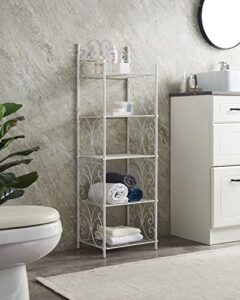 pilaster designs indoor home decorative storage organizer edgeware 5 tier freestanding bathroom spacesaver rack - white metal