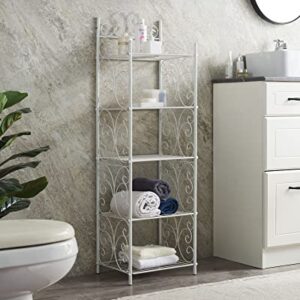 Pilaster Designs Indoor Home Decorative Storage Organizer Edgeware 5 Tier Freestanding Bathroom Spacesaver Rack - White Metal