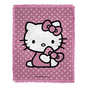 northwest woven jacquard throw blanket, 46" x 60", hello kitty perfect polka dots