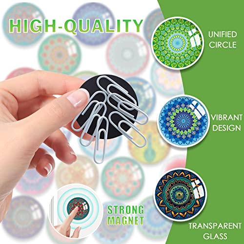 MORCART 30Pcs Fridge Magnets, Mandala Magnets Whiteboard Locker Magnets, Office and Kitchen Refrigerator Magnets, Perfect Home Decorations Gifts Magnet