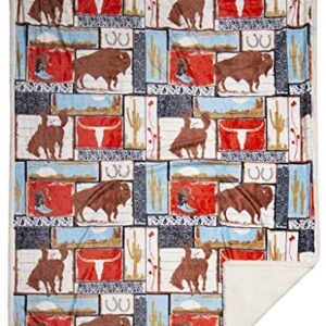 Carstens, Inc. Wrangler Vintage Western Sherpa Throw Blanket 54x68