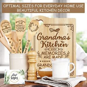 Gifts for Grandma, Grandma Gifts for Mothers day, Great Grandma Gifts - Cutting Boards Gift with Utensil Set, Unique Engraved Bamboo Cutting Board Present for Grandma Mother s Day, Birthday, Christmas