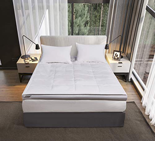 Kathy Ireland 233 Thread Count 3 inch White Down Fiber Top Featherbed Mattress Topper-(Full/Queen/King), Twin