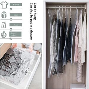 TANGERINR Hanging Vacuum Storage Bags for Jackets, Hanging Compressible Storage Bag with Pump, Outer Jacket Vacuum Bag (6PCS,M+L)