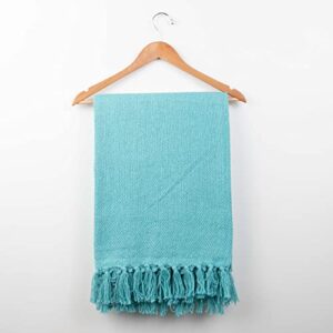 Arkwright Common Ground Solid Throw Blanket - (Pack of 12) All Season Reversible Cotton Luxury Hotel Quality, Soft and Warm, Sundry Blankets for Bed, Camping, Sofa Chair, 50 x 70 in, Aqua