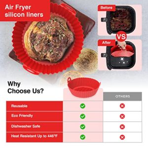 2 PACK Air Fryer Silicone Liners Pot for 3 to 6 QT, Air Fryer Liners Reusable, AirFryer liners silicone, Reusable silicone air fryer liners Silicone air fryer basket Air fryer liners silicone