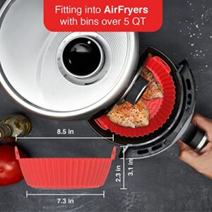 2 PACK Air Fryer Silicone Liners Pot for 3 to 6 QT, Air Fryer Liners Reusable, AirFryer liners silicone, Reusable silicone air fryer liners Silicone air fryer basket Air fryer liners silicone