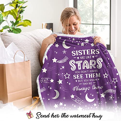 Sister Gifts from Sisters - Soft Blanket Hoodie for Spring Summer - Birthday Gifts for Sister, Mother 's Day Gifts for Sister - Sisters Stars Fleece Hooded Blanket