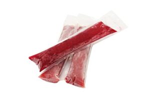 zipzicle 100 recyclable ice popsicle mold bags | bpa free freezer tubes with strong zip lock seals | original patented | make cocktail pops, fruit bars, healthy snacks | family parties, clear (zip100)