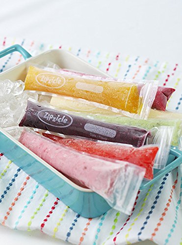 Zipzicle 100 Recyclable Ice Popsicle Mold Bags | BPA free Freezer Tubes with strong Zip Lock Seals | Original Patented | Make Cocktail Pops, Fruit Bars, Healthy Snacks | Family Parties, clear (ZIP100)